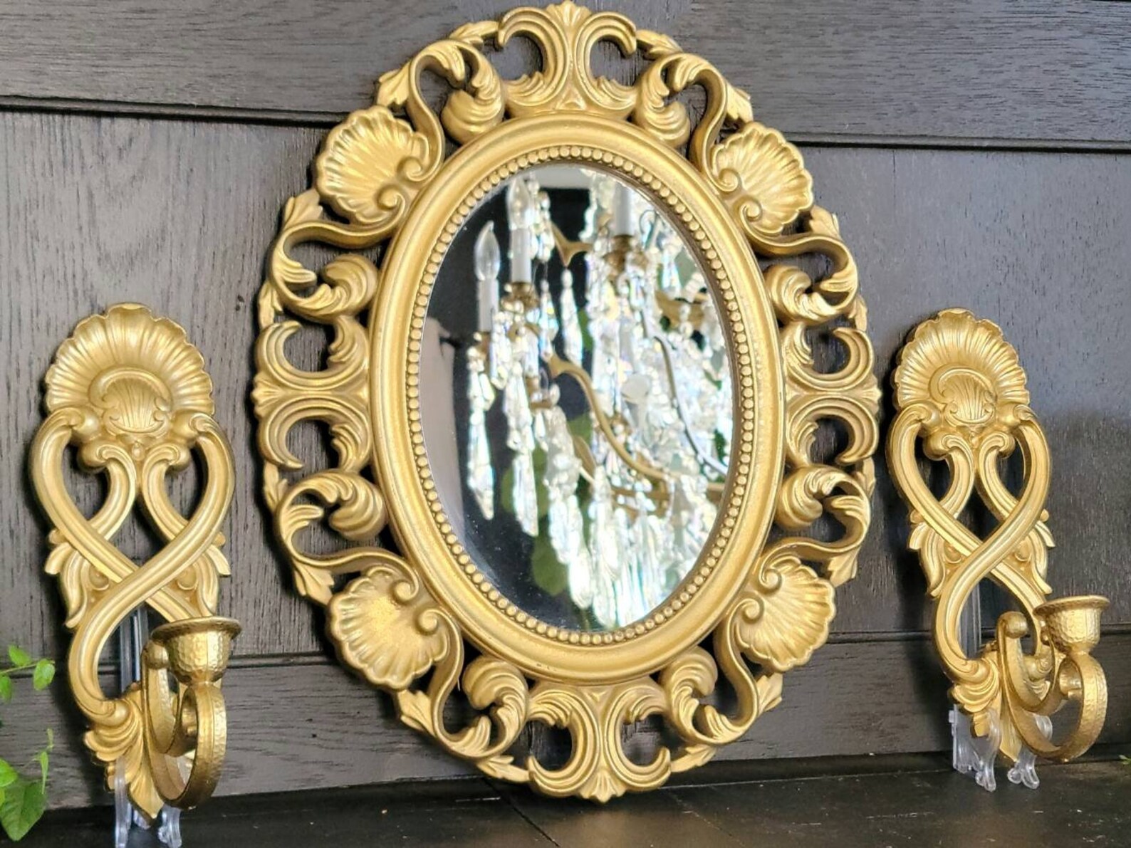 Vintage 19 Ornate Gold Clam Shell Wall Mirror With Pair | Etsy