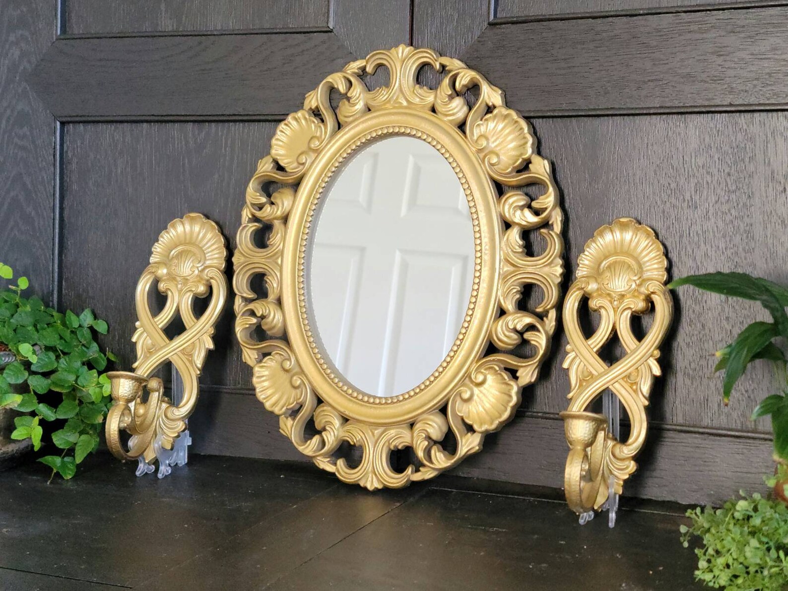 Vintage 19 Ornate Gold Clam Shell Wall Mirror With Pair | Etsy