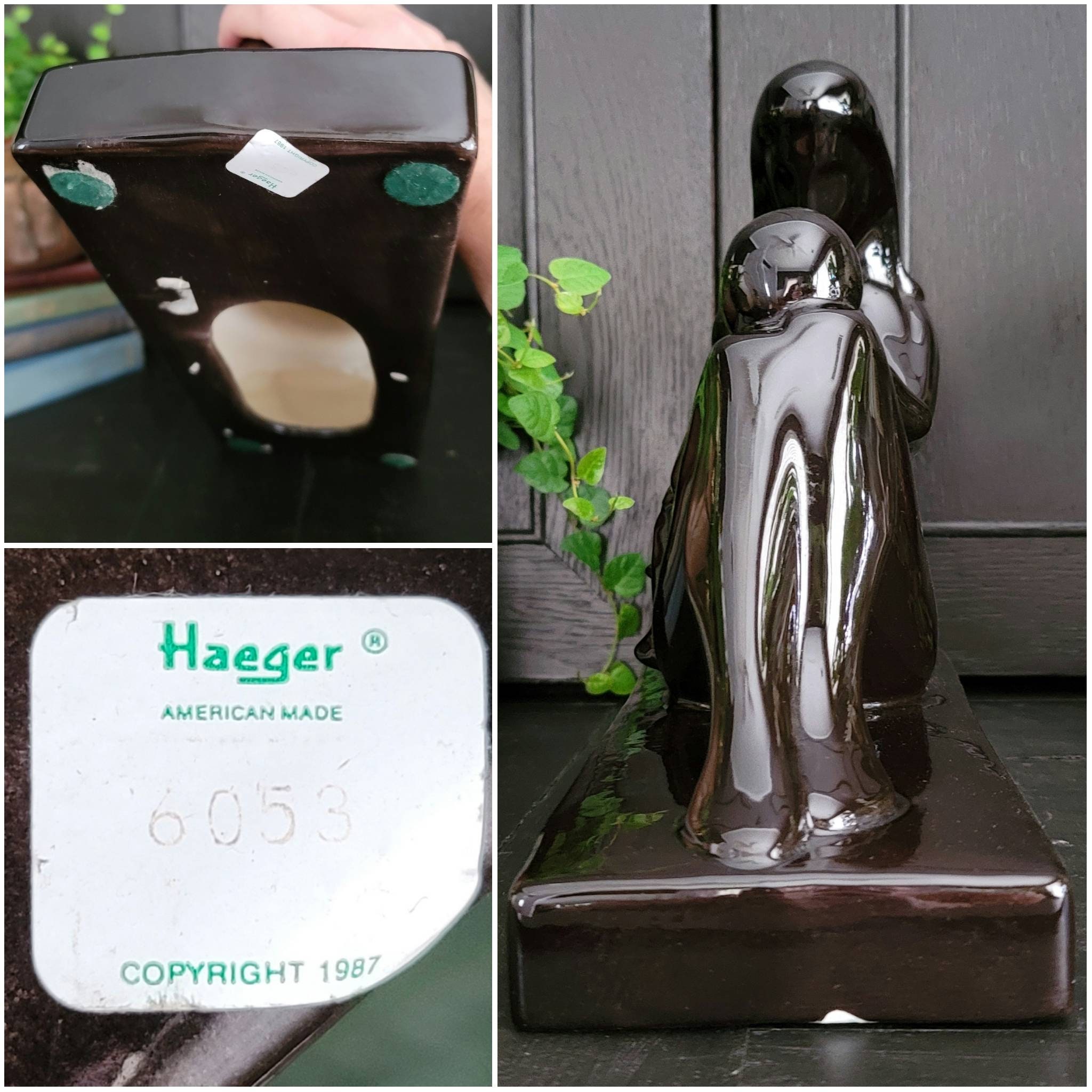 Black Ceramic Haeger Mother and Child Statue 1980s Haeger | Etsy