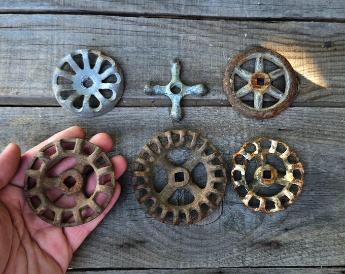Six Vintage Rusty Spigot Knobs | 6 Antique Chippy Rusty Garden Faucet ...