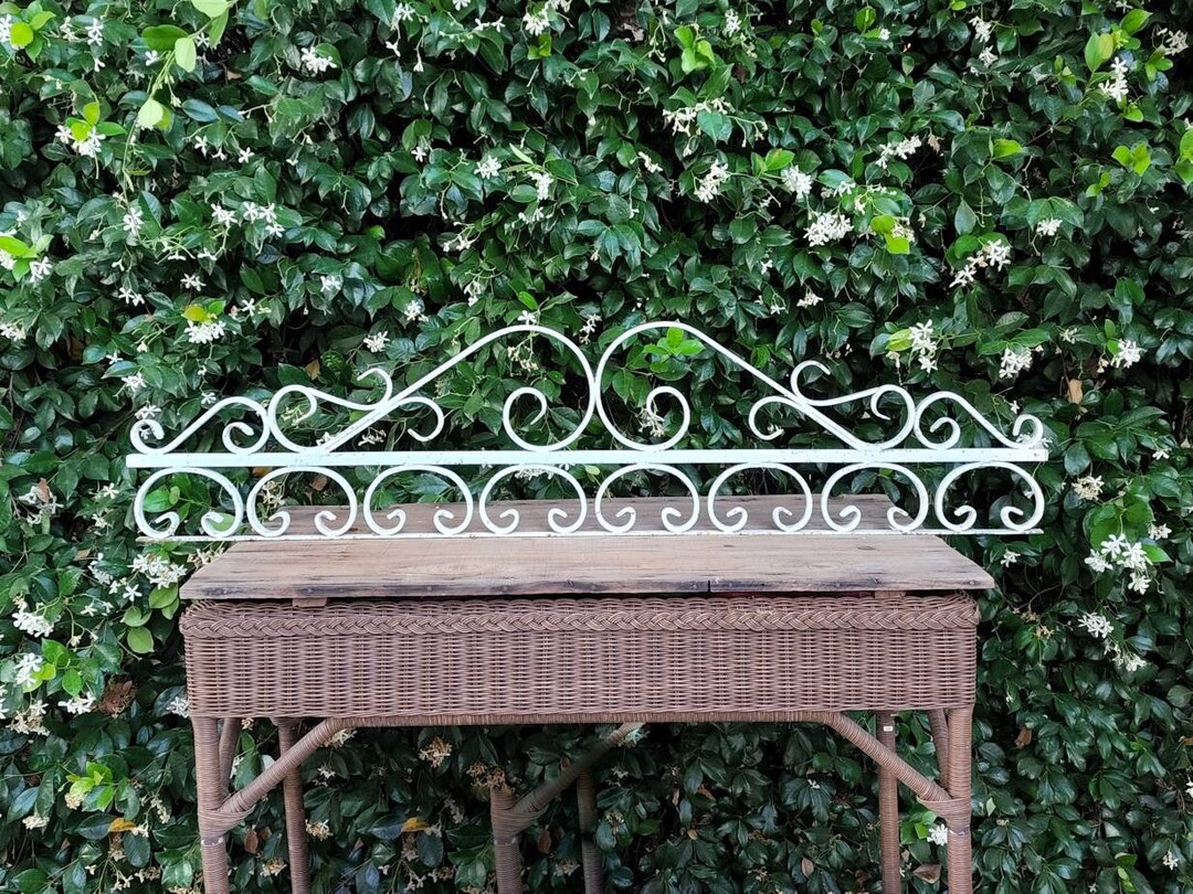Large 4ft Chippy White Metal Pediment Spanish Iron Scroll Door Pediment ...