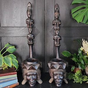 28" Tall Igorot Carved Wood Anthromorphic Ceremonial Offering Bowl ...