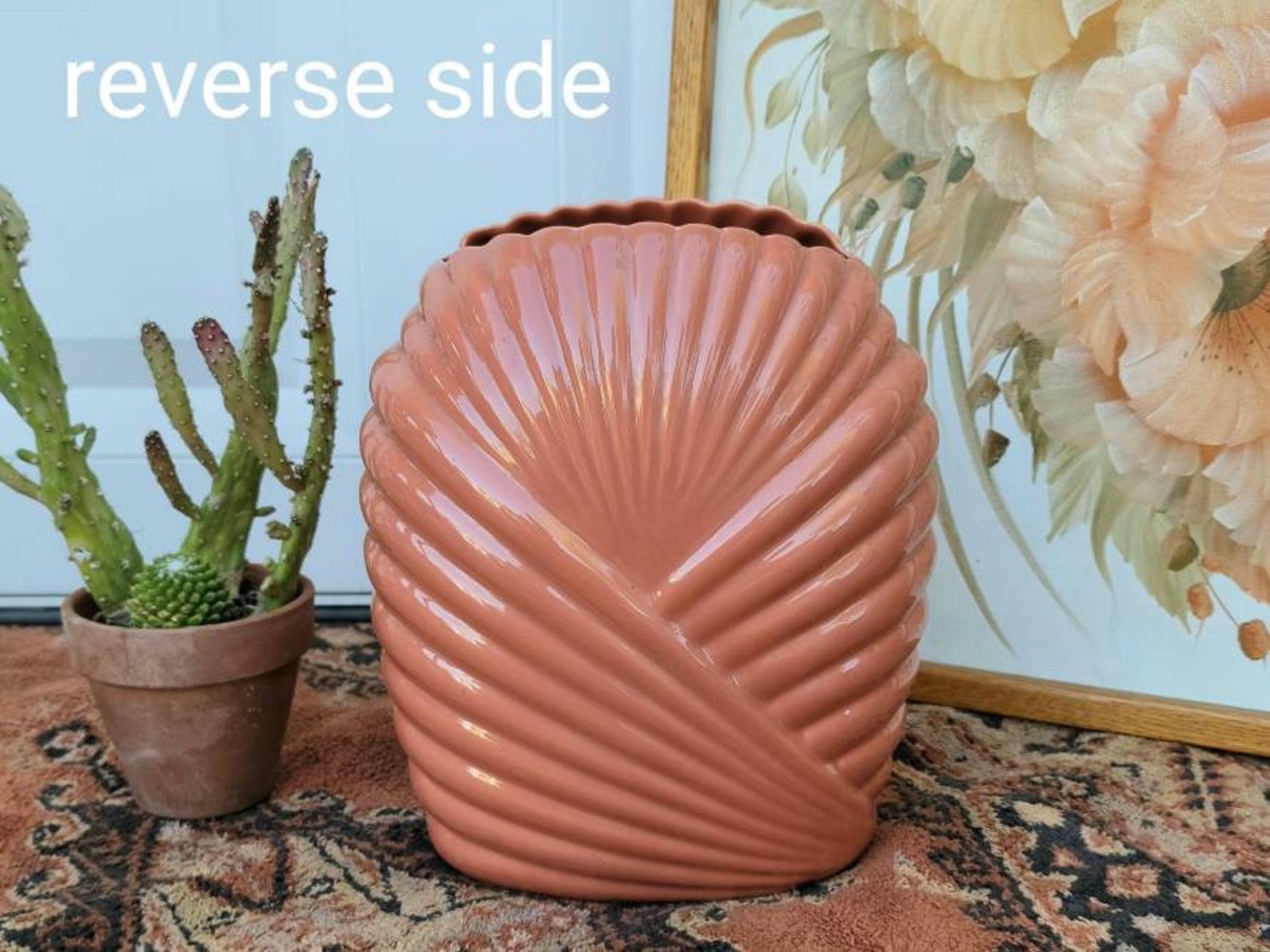 80s Mauve Vase With Draped Pattern and Scalloped Edges - Etsy