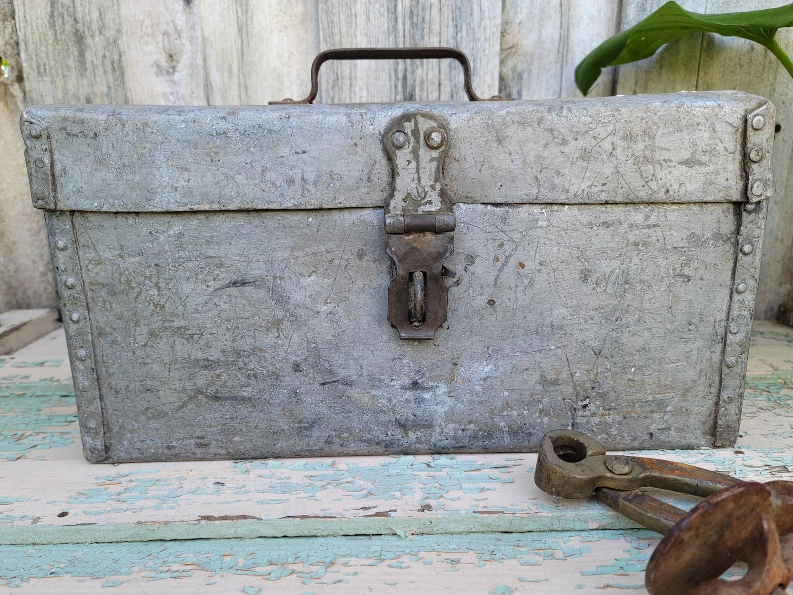 Vintage Distressed Silver Toolbox With Rusty Handle Rustic - Etsy