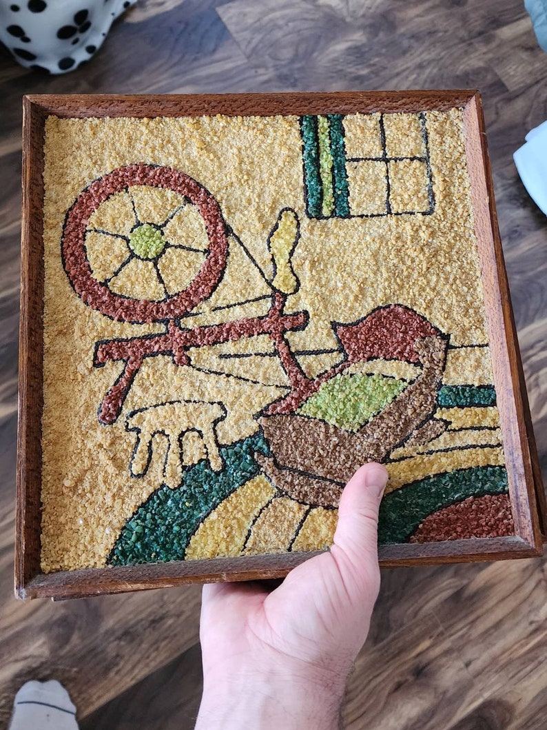 Pair of Mid Century Wood Framed Sand Art Scenes Kitchen - Etsy
