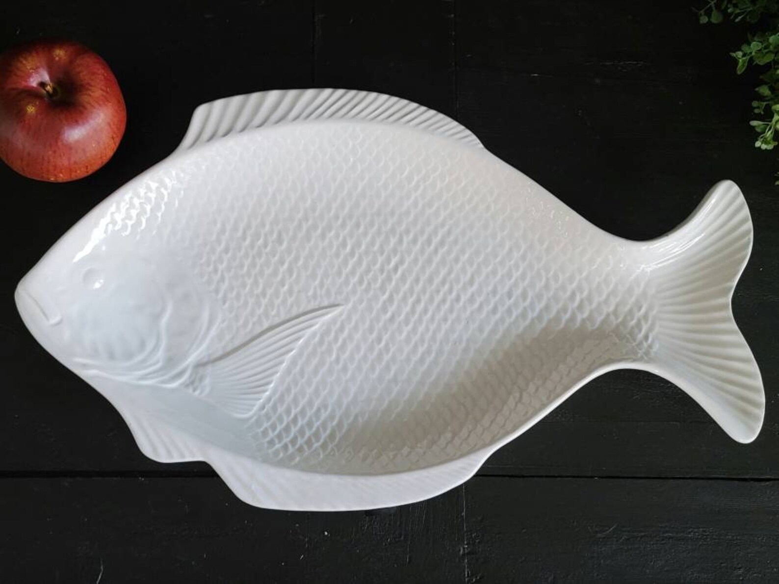Two Large White Ceramic Fish Platters Fish Platter Tray Made - Etsy
