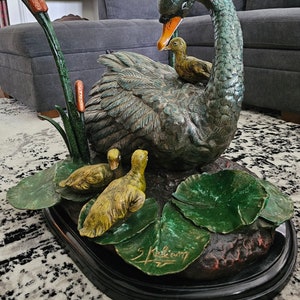 P/U Only | Vintage Painted Bronze Goose Table by S. Keliam | Cast Metal ...