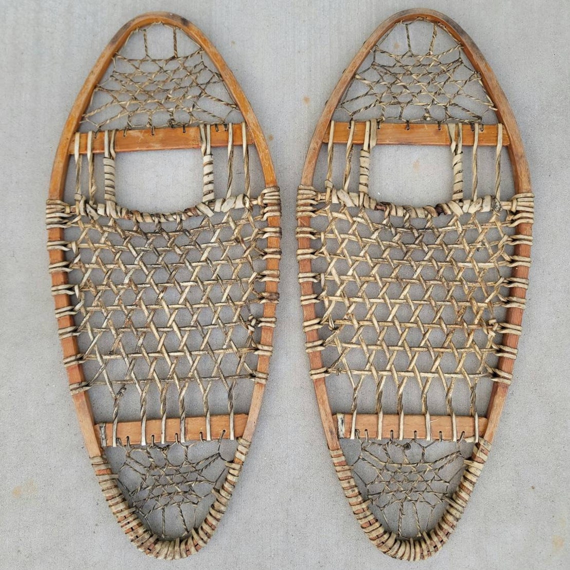 Pair of Vintage Rustic Leather and Wood Snow Shoes the - Etsy