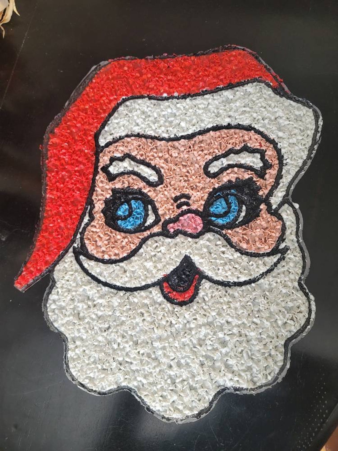 Vintage Plastic Popcorn Santa Head Decoration | Mid Century Plastic ...