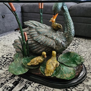 P/U Only | Vintage Painted Bronze Goose Table by S. Keliam | Cast Metal ...