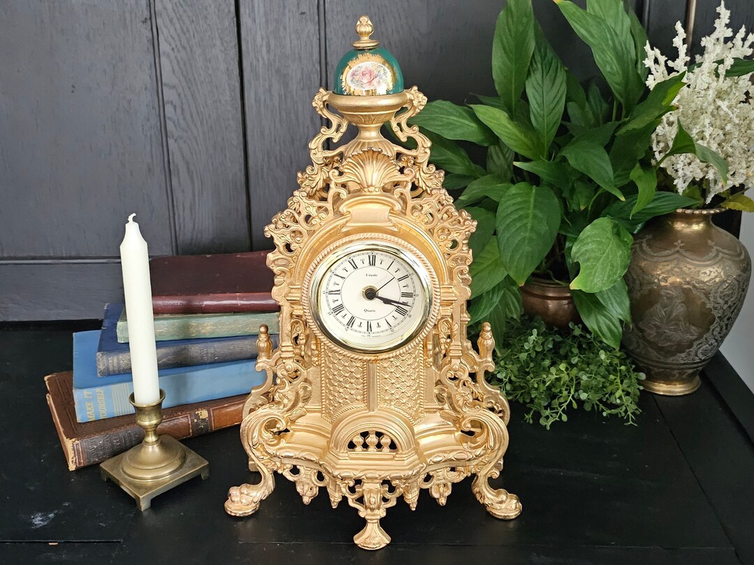 Vintage Gold Tone Uranio Mantle Clock | 16" Tall Ornate Uranio West ...