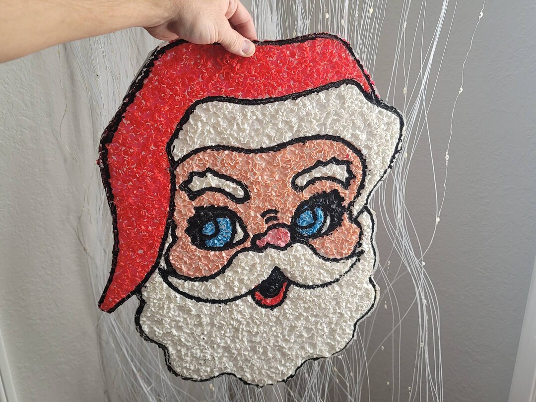 Vintage Plastic Popcorn Santa Head Decoration | Mid Century Plastic ...