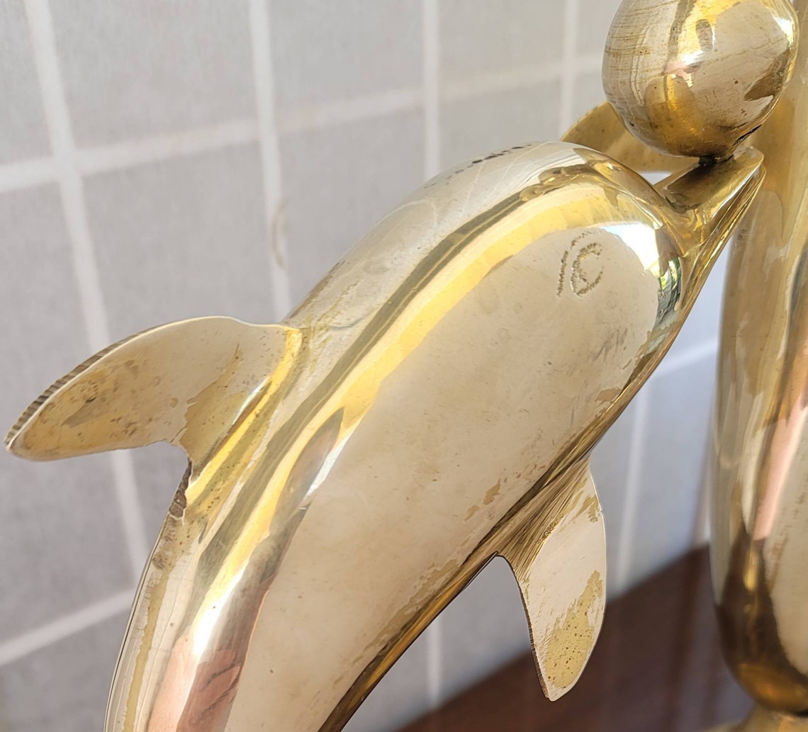 22 Tall Set of Three Large Brass Dolphins With a Ball on - Etsy