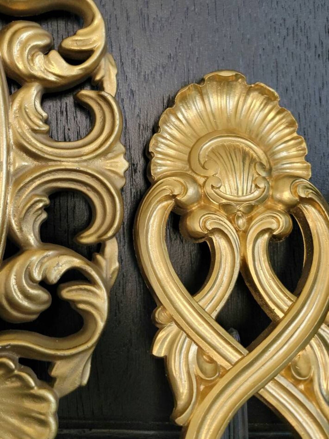 Vintage 19 Ornate Gold Clam Shell Wall Mirror With Pair | Etsy