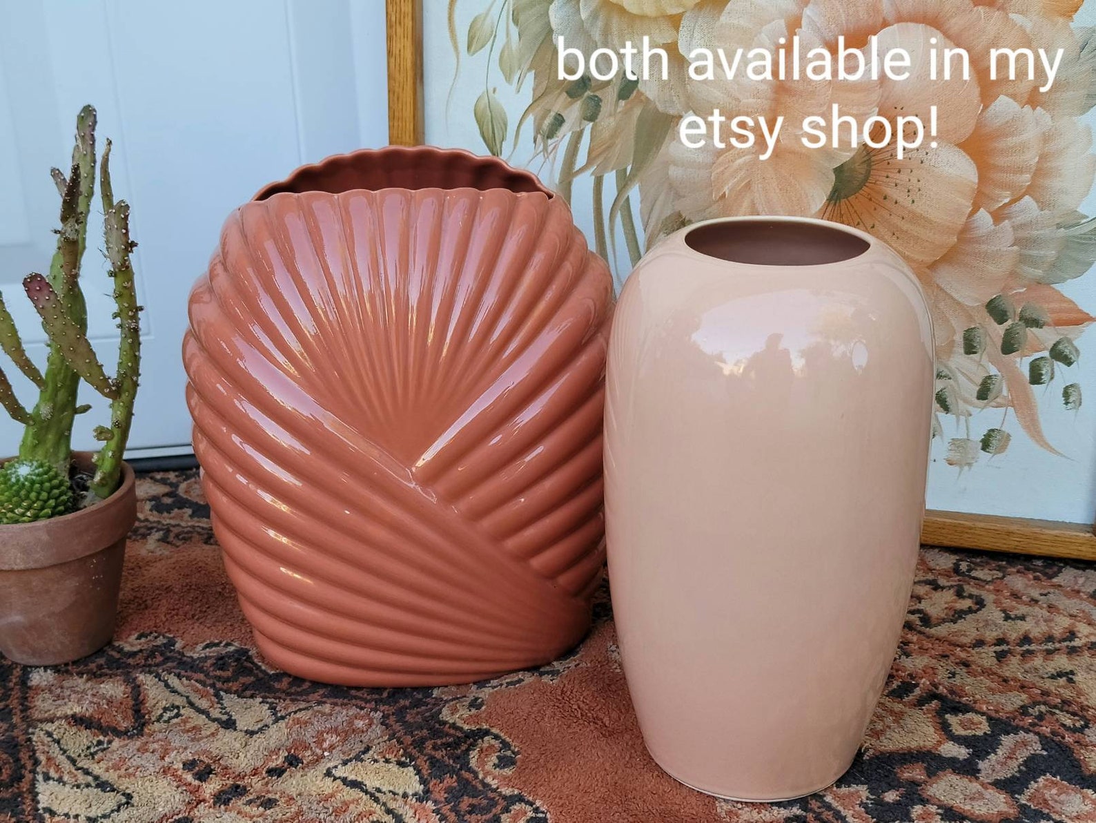 80s Mauve Vase With Draped Pattern and Scalloped Edges | Etsy
