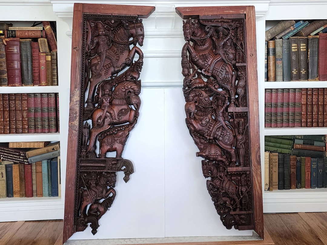 Pair of Large 47" Tall Hand Carved Corbels From South Asia / India ...