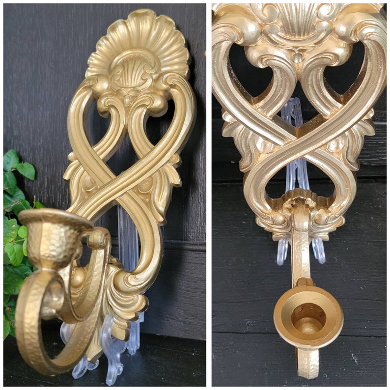 Vintage 19 Ornate Gold Clam Shell Wall Mirror With Pair | Etsy