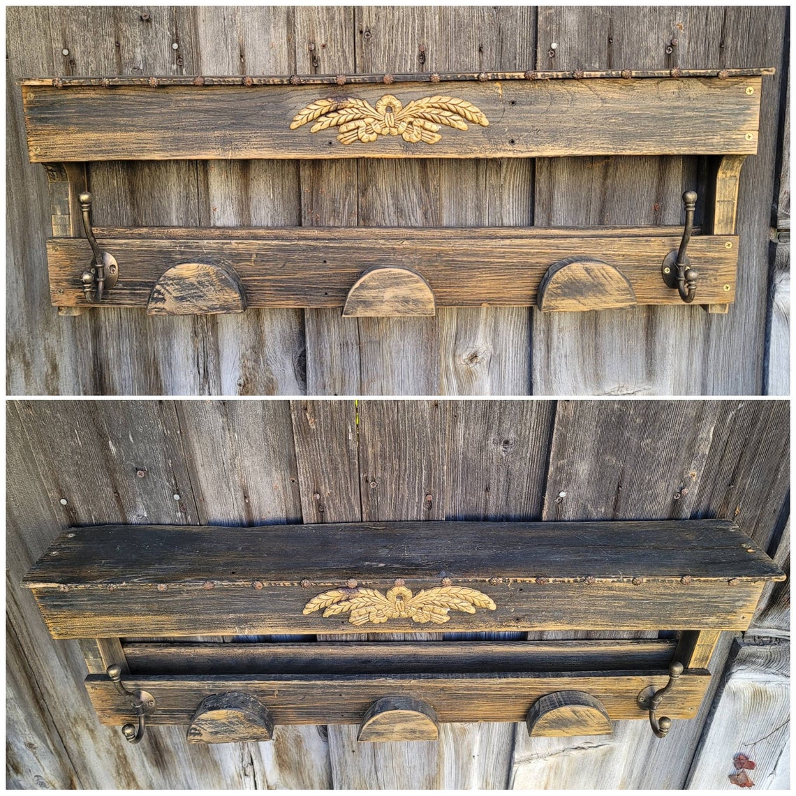 Rustic Distressed Wood Pallet Coat Rack and Hat Rack - Etsy