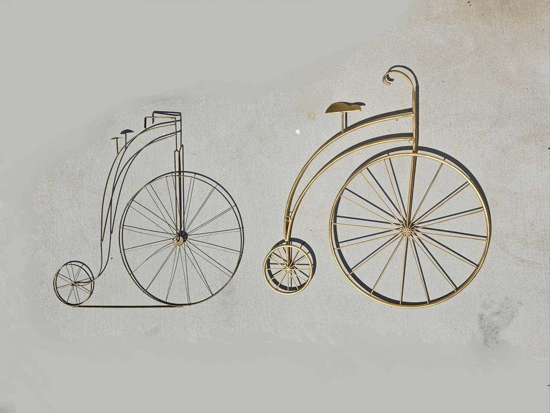 Collection of Two Old Fashion Large Wheeled Bicycles Wall Art | Vintage ...