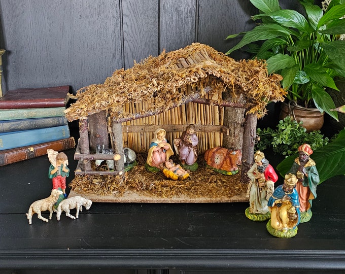Vintage 12 Piece Italian Nativity Scene With 14 Wide Manger Resin ...