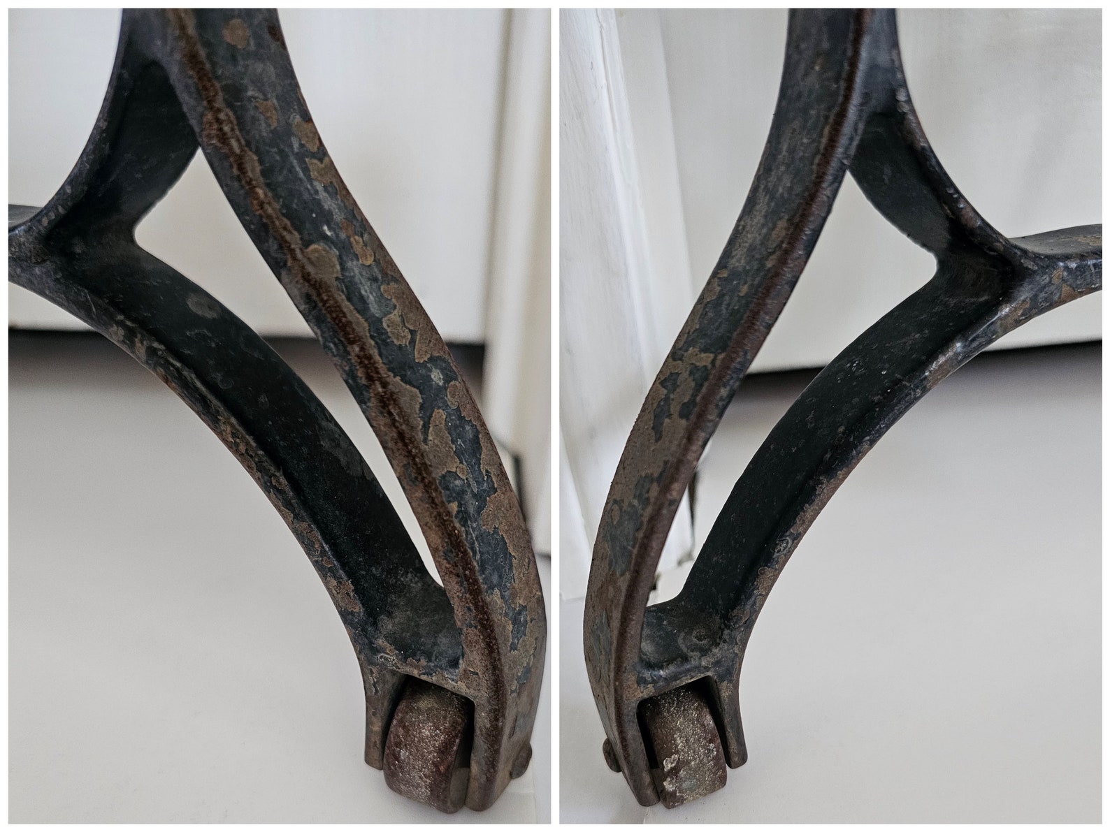 Antique Cast Metal Treadle Sewing Machine Legs Rusty Black Montgomery ...