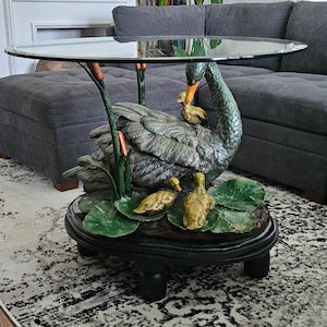 P/U Only | Vintage Painted Bronze Goose Table by S. Keliam | Cast Metal ...