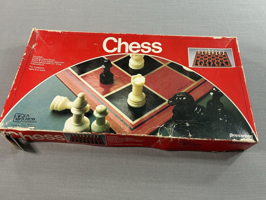 Vintage Pressman Chess Set Complete 32 Pieces Folding Board ...