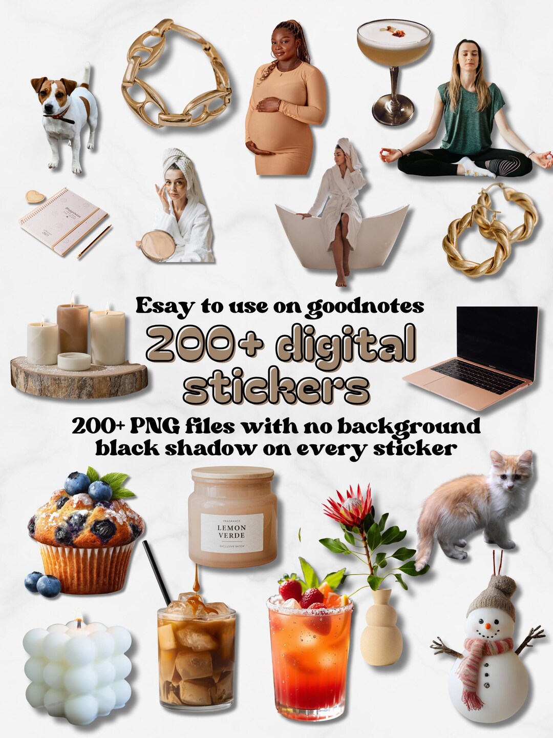 200+ Digital Stickers PNG | Stickers for Goodnotes, Procreate, iPad ...