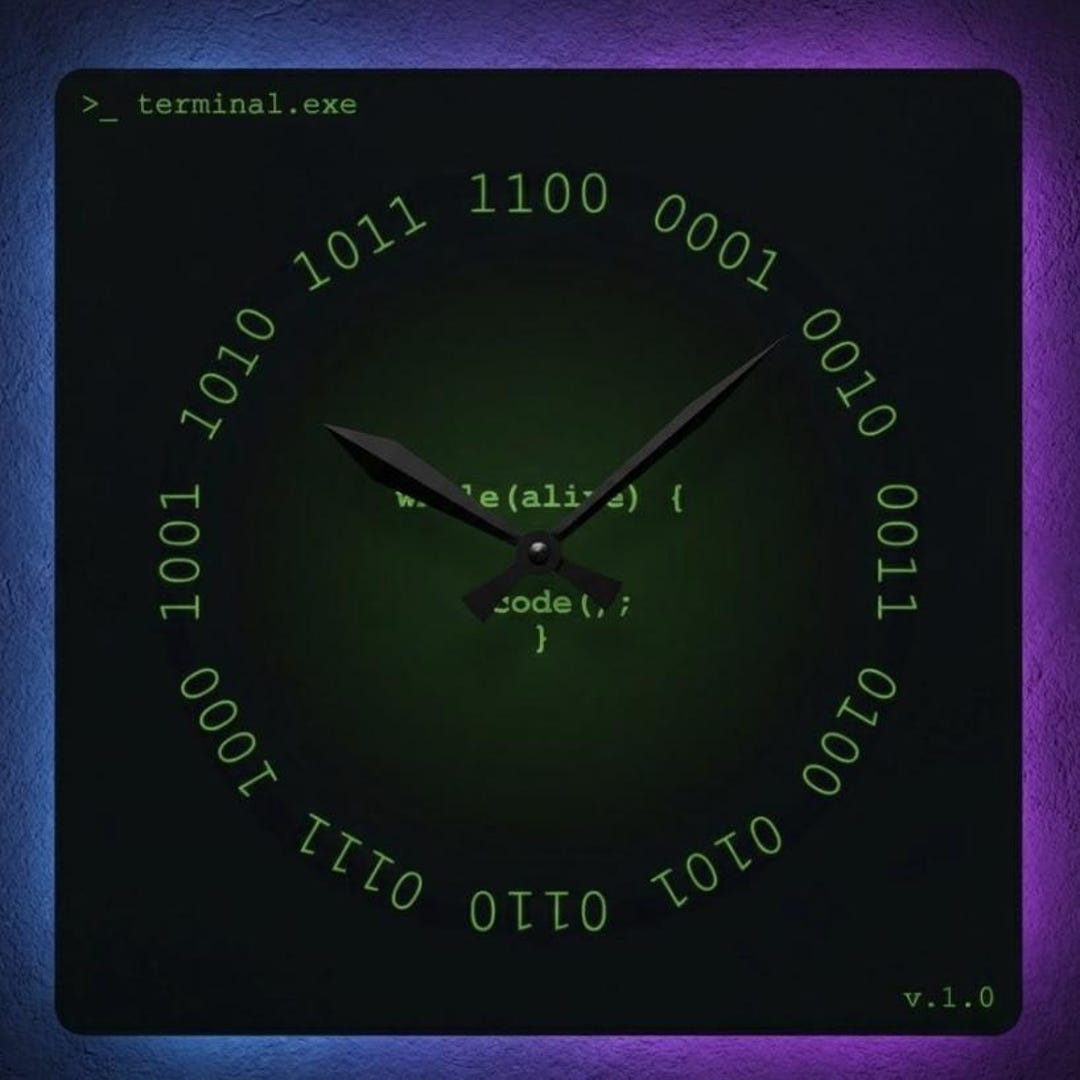 Programmer Wall Clock | Binary Code Decor | Computer Science Gift ...