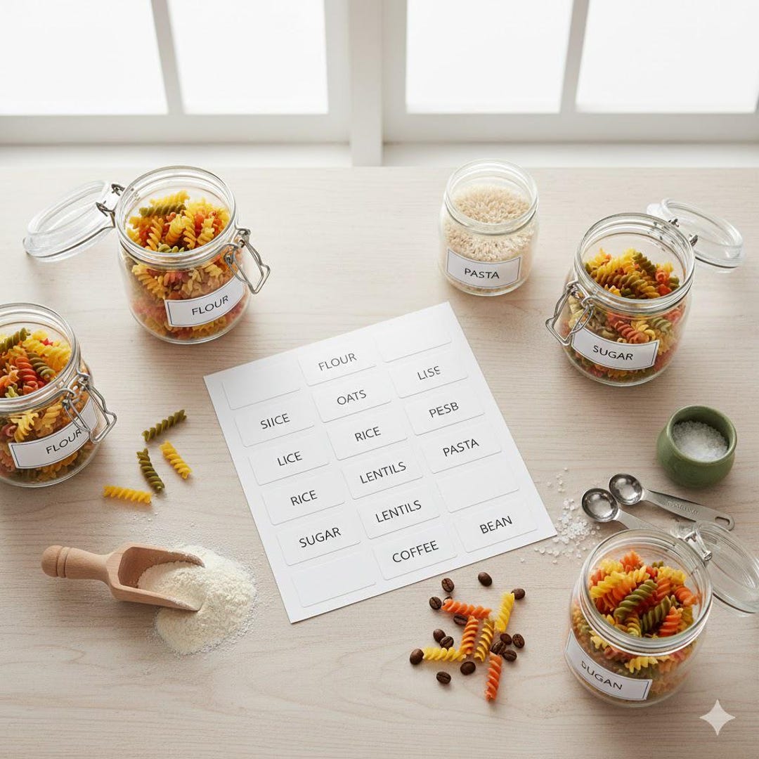 Minimalist Food Pantry Labels, Kitchen Organization Stickers (printable ...