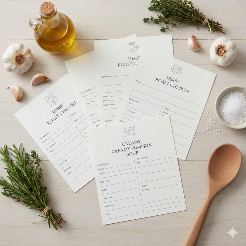 Editable Recipe Card Templates | Printable Cookbook Pages (digital ...