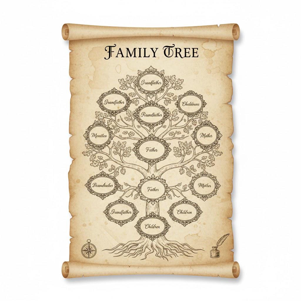 Minimal & Creative Family Tree Templates for Genealogy Charts, Lineage ...