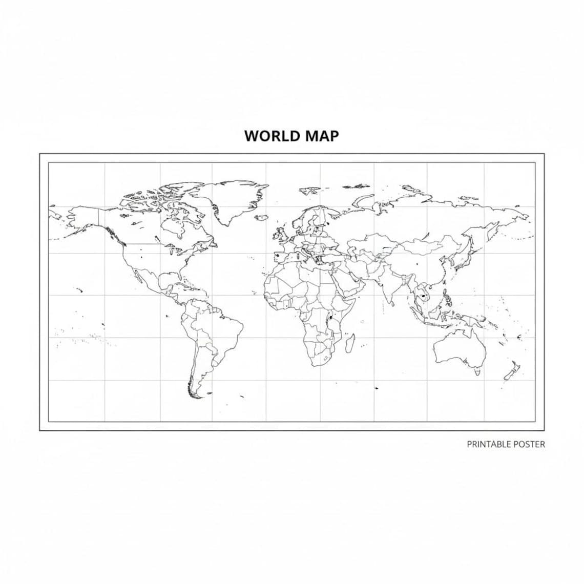 World Map Wall Art, Printable Travel Map, Digital Map Decor, Vintage ...