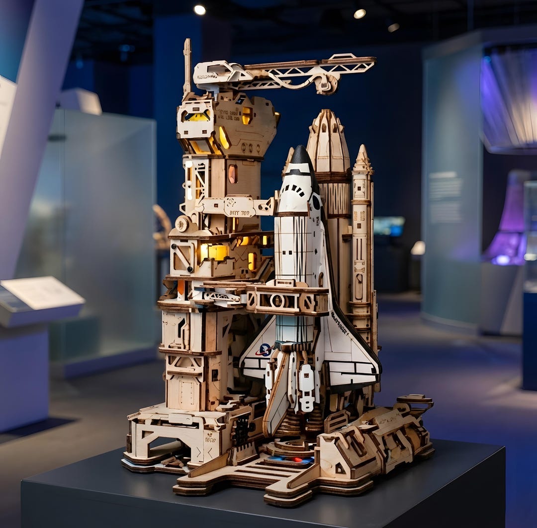 3D Wooden Space Shuttle Launch Tower – Mechanical DIY Puzzle STEM ...