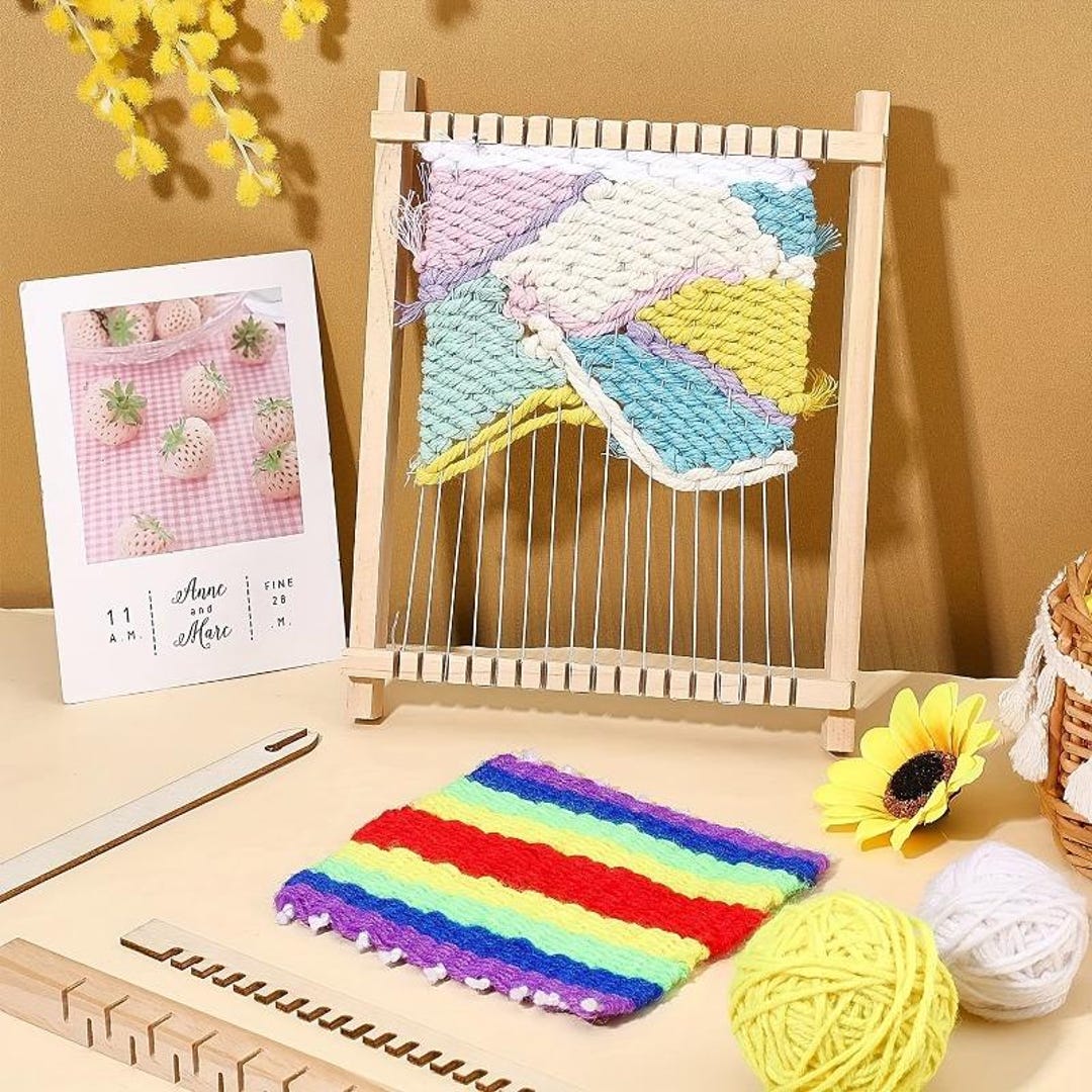 Small Wooden Handloom Weaving Kit – DIY Tapestry Loom Board for ...