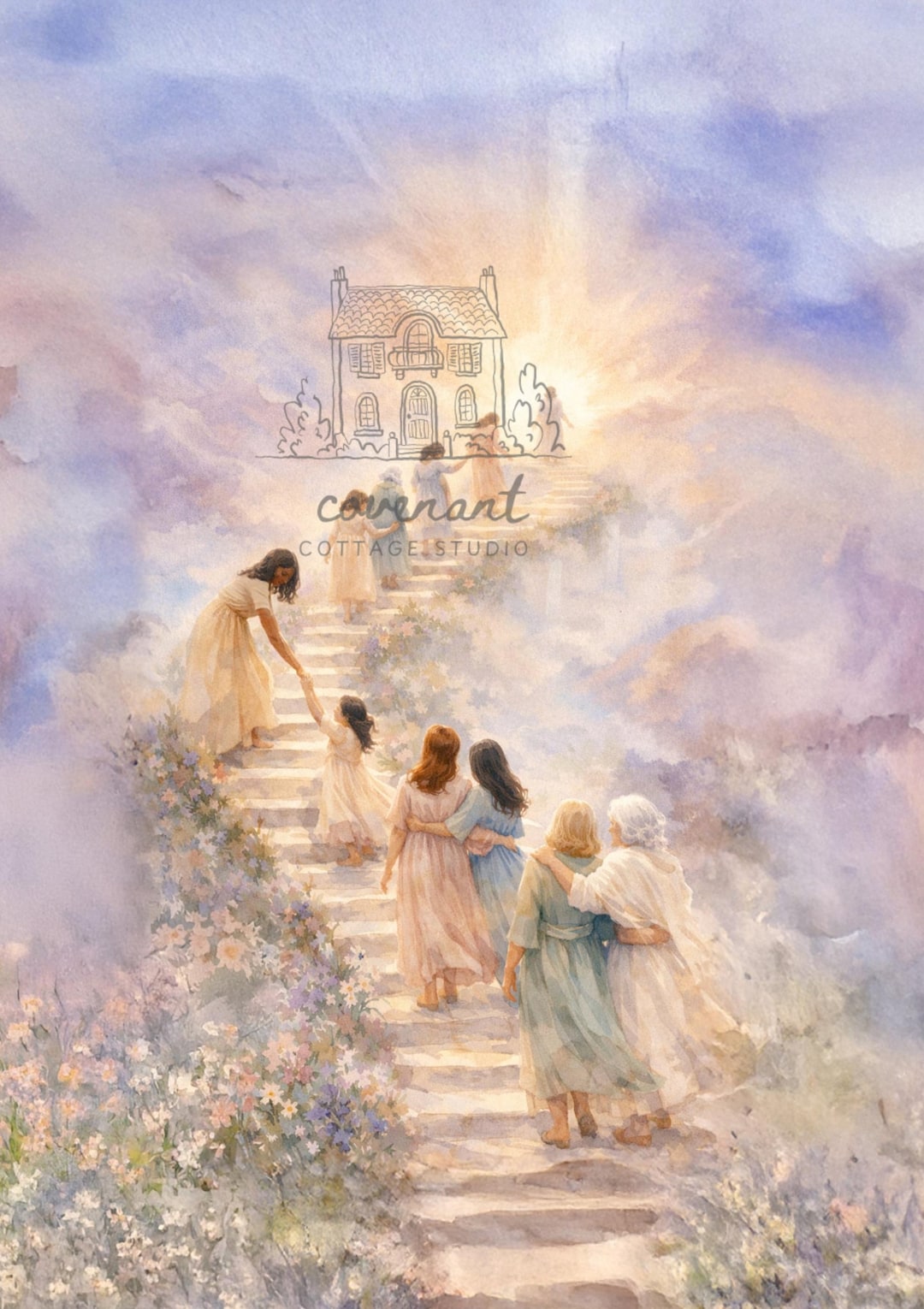 LDS Sisters Stairway to Heaven Art, Relief Society Gift (digital ...