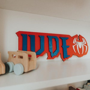 Wooden Children's Spider Man Name Sign - Etsy
