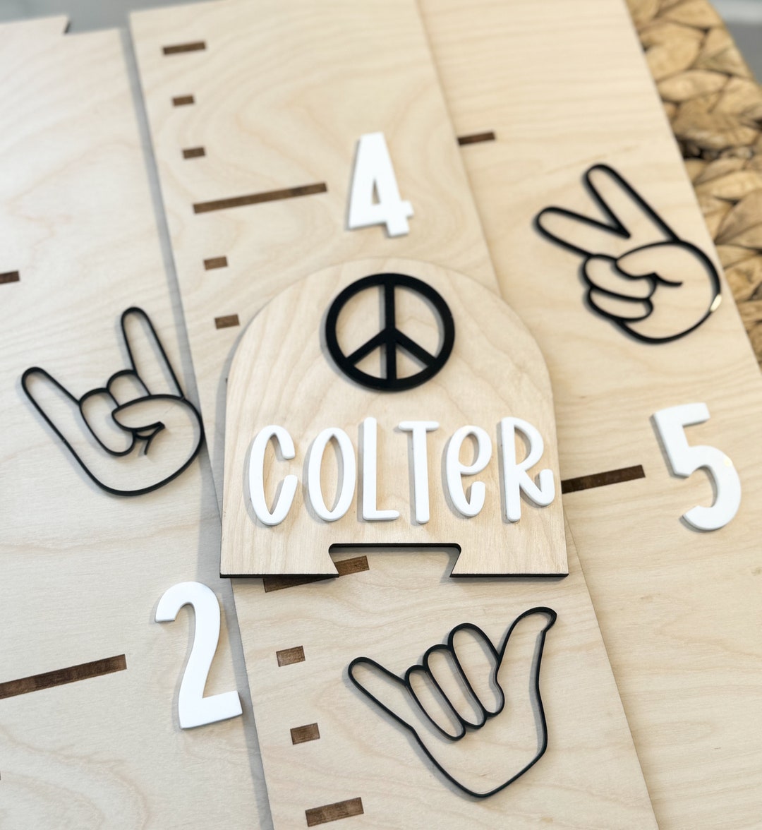 Personalized Peace Sign Growth Chart: Wooden Kids Ruler - Etsy