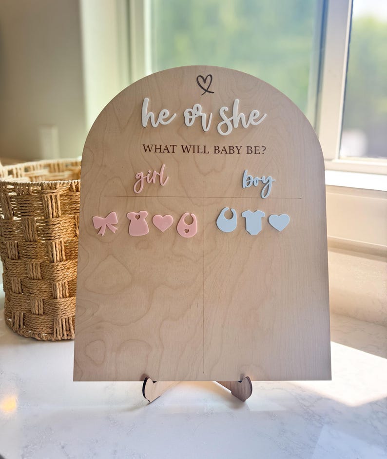 Personalized Gender Reveal Board: Reusable Baby Shower Game, Photo Prop ...