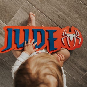 Wooden Children's Spider Man Name Sign - Etsy