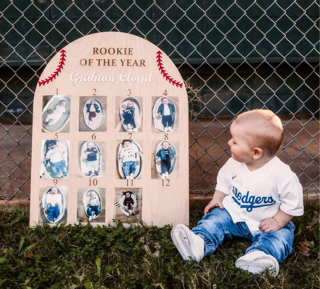 Personalized Rookie of the Year First Birthday Photo Display Board ...