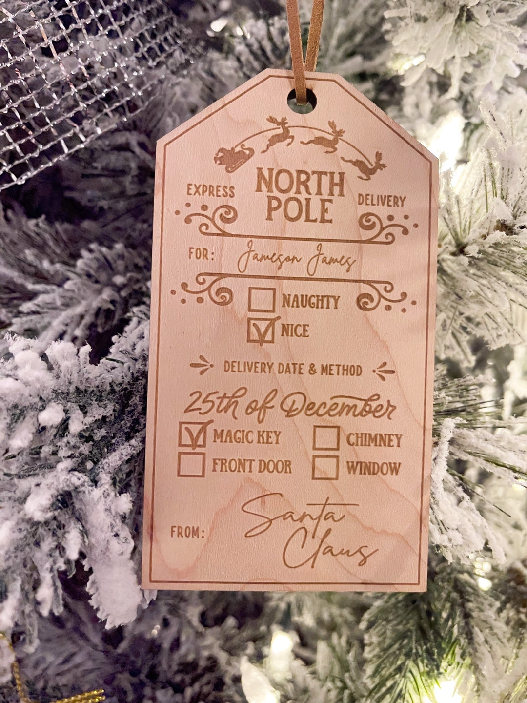 Personalized North Pole Tag, Customized From Santa Tag, Wooden Gift Tag ...