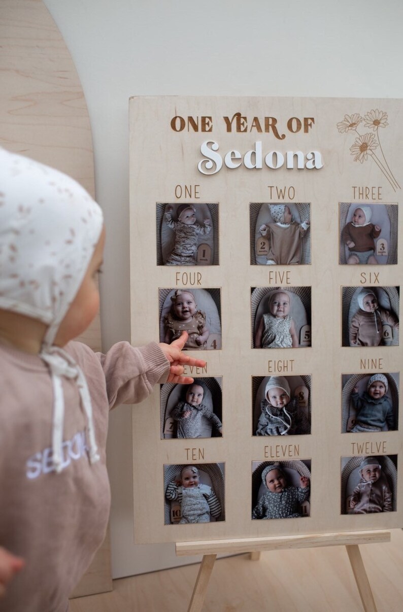 One Year of Board 12 Months Of Daisy One Year Board - Etsy