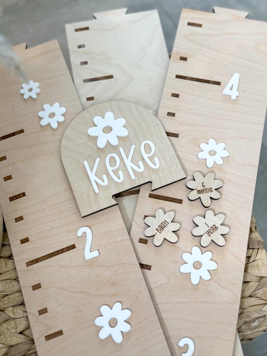 Floral Personalized Growth Ruler, Kids Growth Ruler, Growth Ruler Wood ...