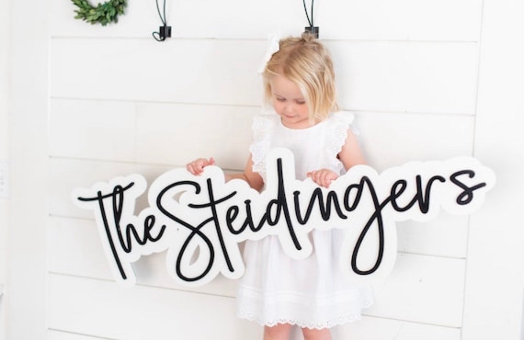 Large Last Name Sign, Cut Out Last Name Sign, Wedding Name Sign, Double ...