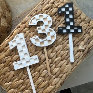 Checkered Race Car Birthday Cake Topper, Racing Theme Cake Topper ...