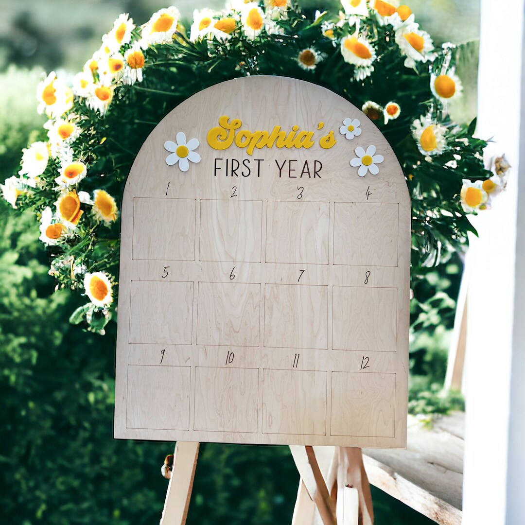 One Year Of, 12 Months of - Milestone Board, Daisy First Birhday ...