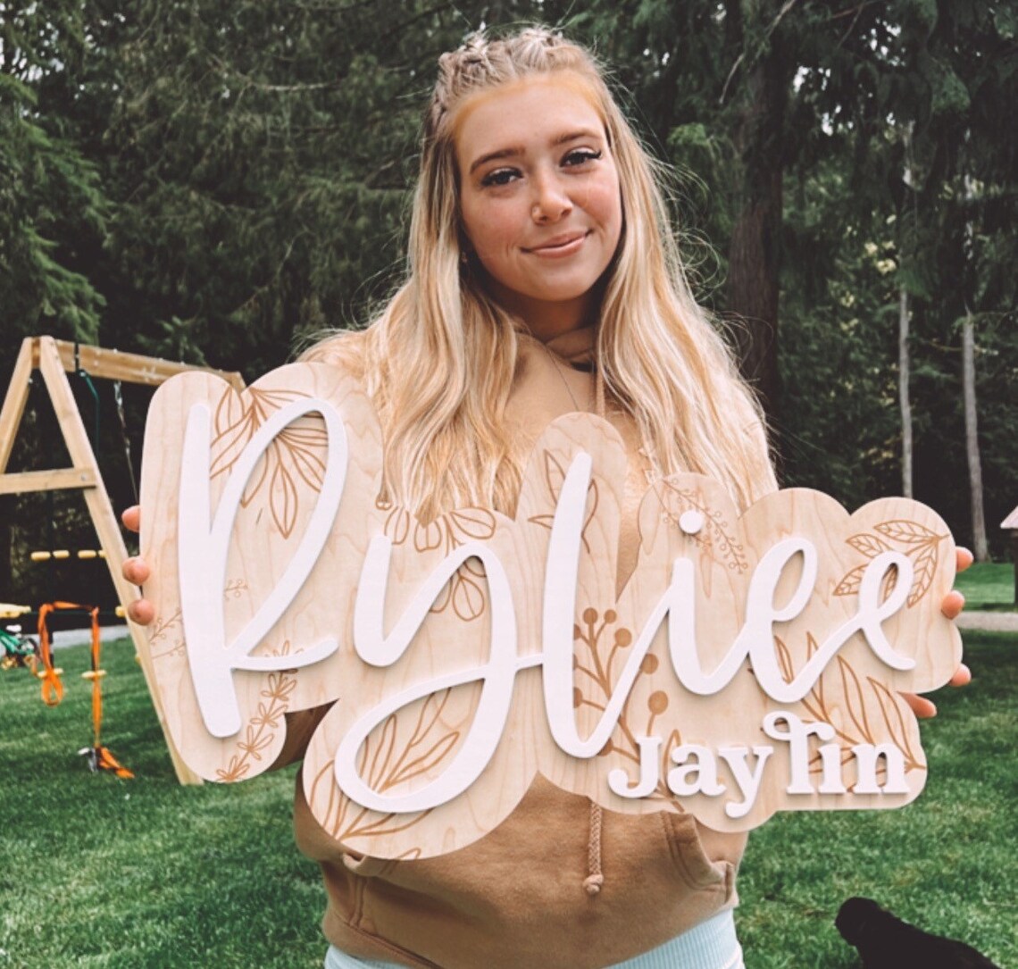 Floral Name Sign Floral Double Layer Name Sign Boho Floral - Etsy