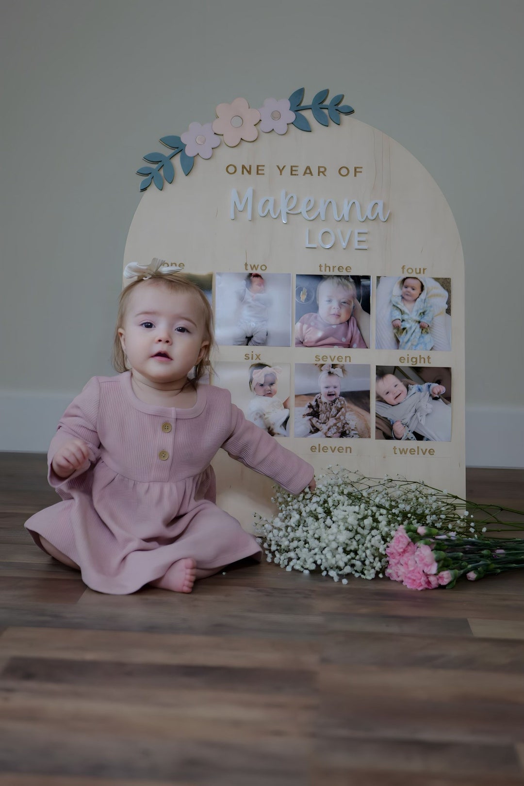 One Year Of, 12 Months Of, Photography Prop, Babies 1st Birthday ...