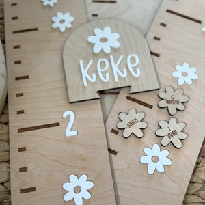 Floral Personalized Growth Ruler, Kids Growth Ruler, Growth Ruler Wood ...